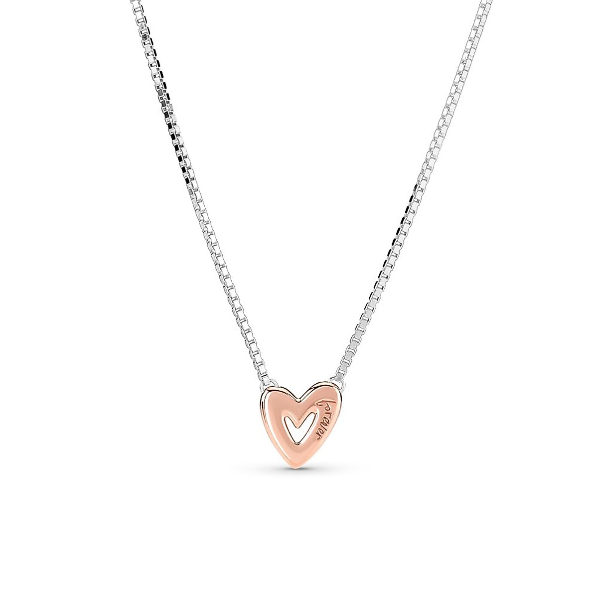 Pandora Sparkling Freehand Heart Necklace - Adjustable Necklace with Lobster Clasp - Great Gift for Her - Sterling Silver, 14k Rose Gold & Cubic Zirconia - 17.7"