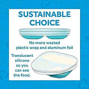 Re-Play Made in USA 5 Piece Toddler Feeding Set includes 2 Divided Plates, Silicone Storage Lid, Utensils - Made from Recycled Milk Jugs - Aqua