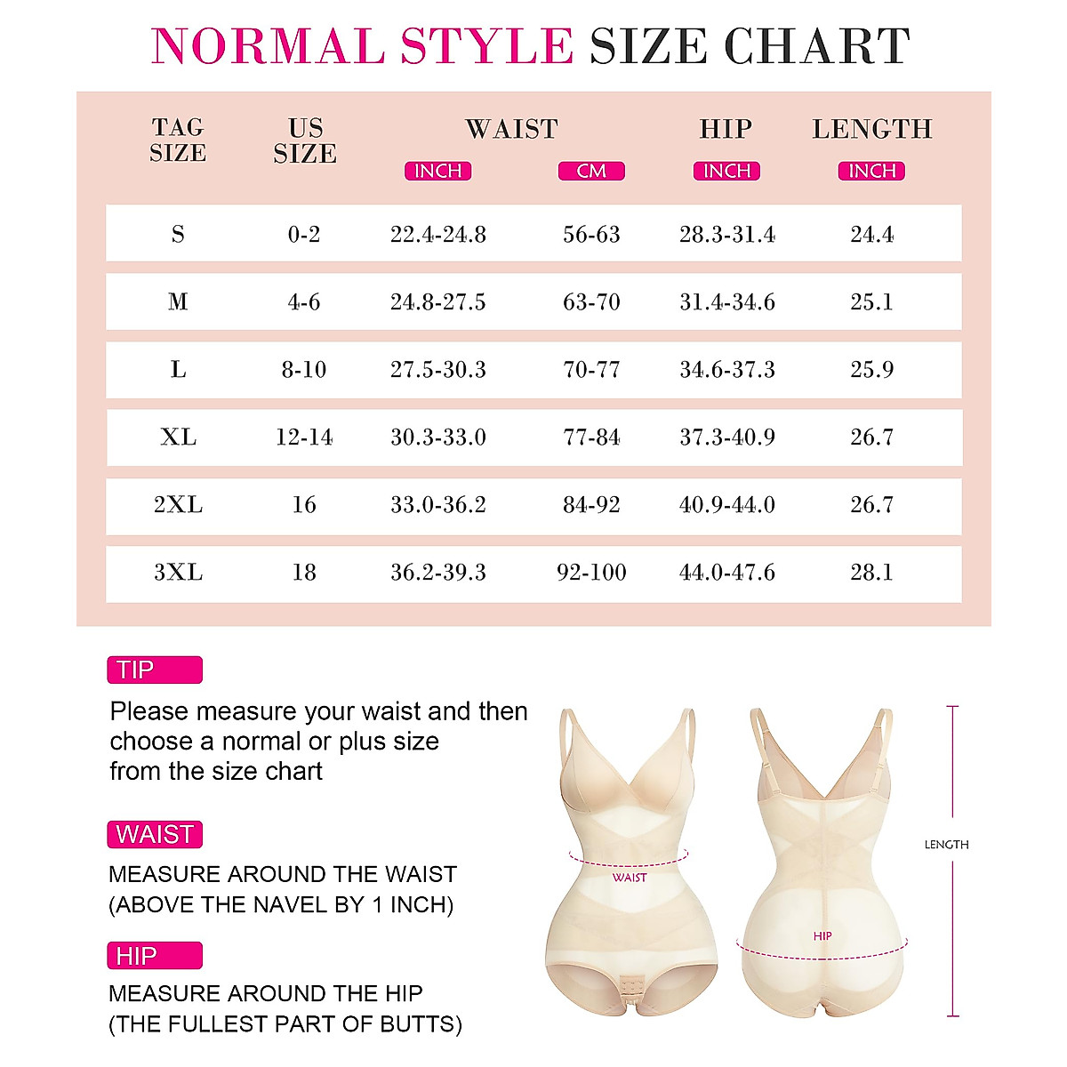 Nebility Women V Neck Shapewear Tummy Control Bodysuit Tank Top Full Body Shaper One Piece Cami Leotard (Large, Beige Normal Size)