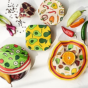 Buzzee Beeswax Wrap -Based in USA | Certified Organic Cotton | Eco Friendly Products | Kitchen Organization | Round Reusable Beeswax Wraps For Food | Sustainable Products |Food Saver Rounds 5PK BUNDLE