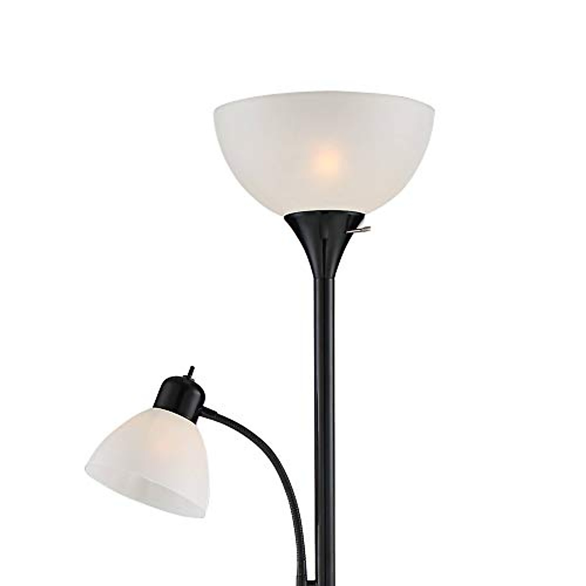 360 Lighting Bingham Modern Torchiere Standing Floor Lamp 71 1/2" Tall Black Metal 3-Light White Shade Decor for Living Room Reading House Bedroom Home Office House