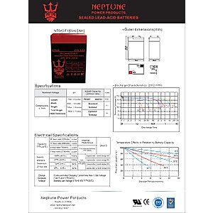 Exit Sign Battery 6V 4.5Ah Backup by Neptune - 2 Pack