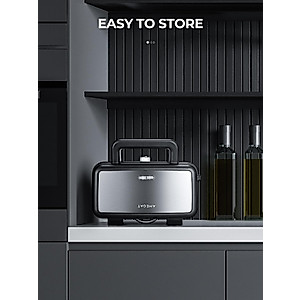 AMEGAT 3 in 1 Sandwich Maker, Waffle Maker with Removables Plates, Panini Press Waffle Iron Set with 5-gear Temperature Control, Non-stick Coating Cool Touch Handle Anti-skid Feet for Breakfast, 1200W