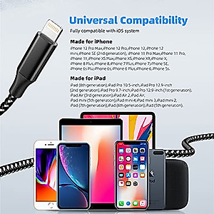 iPhone Charger [Apple MFi Certified] 3pack 10FT Long Lightning Cable Fast Charging High Speed Data Sync USB Cable Compatible iPhone 13/12/11 Pro Max/XS MAX/XR/XS/X/8/7/Plus/6S (Blacl)