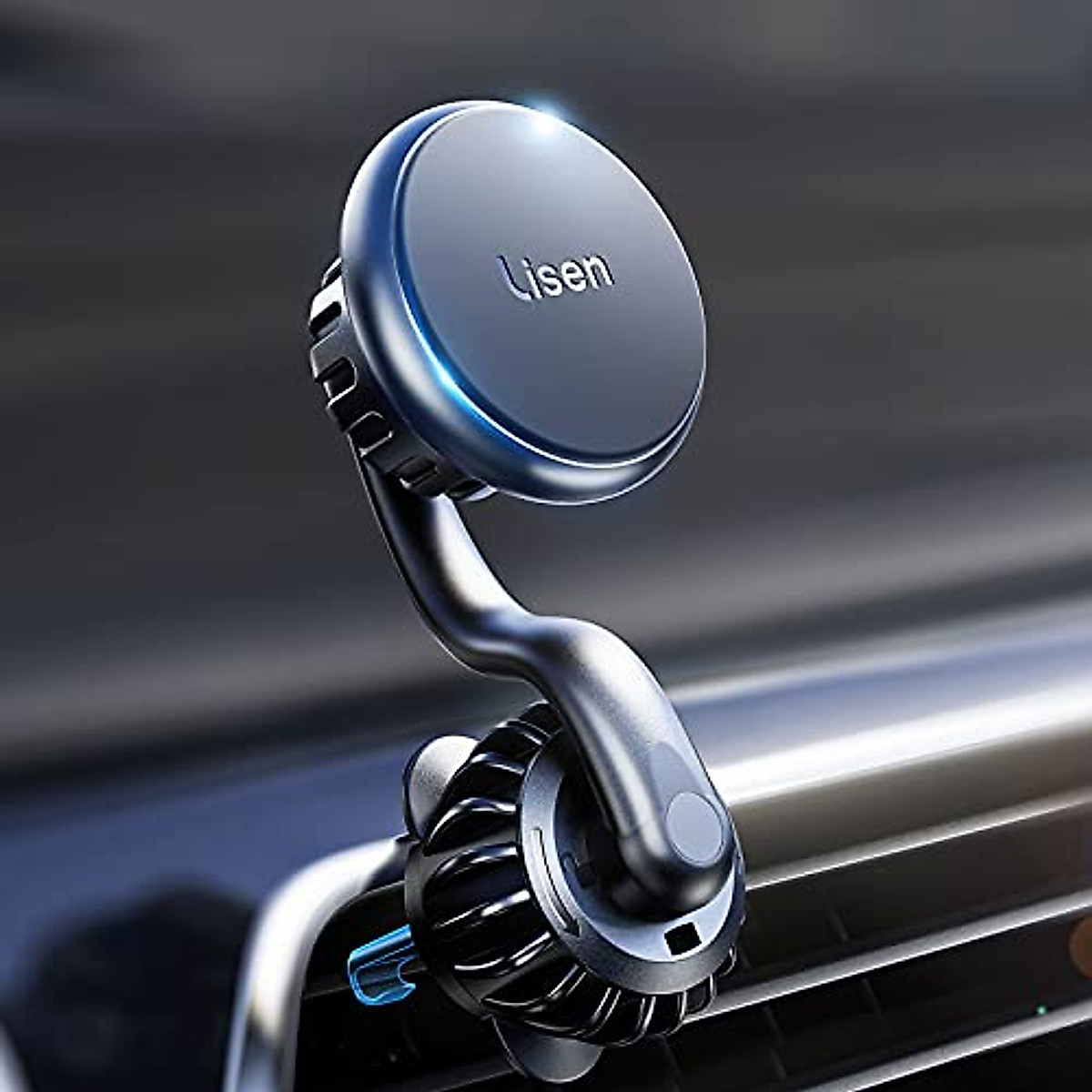 LISEN Magnetic Phone Holder for Car Mount Upgraded Clip Cell Phone Holder Car 360° Unobstructed Magnet Cell Phone Mount Strong Magnetic Vent iPhone Car Mount Compatible with All Smartphone & Tablet
