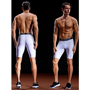 NELEUS Men's 3 Pack Athletic Compression Short,6028,White,Black,Grey,US M,EU L