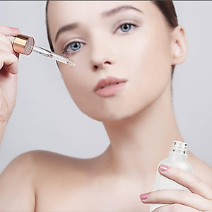 6 Pack,Frosted Glass Essential Oil Dropper Bottle,Empty Glass Liquid Container Holder With Glass Eye Dropper,Rose-Golden Caps Travel Perfume Cosmetic Container-Pipette&Funnel included (30ml/1 Ounce)