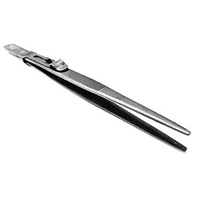 Diamond Tweezers Gemstone Black Anodized Tweezer 6-1/2" Slide Lock Large Tip for Gem and Jewelry Precision for Sorting Quality Control and Inspection Larger Size Diamonds Gems Stones Beads By JTS