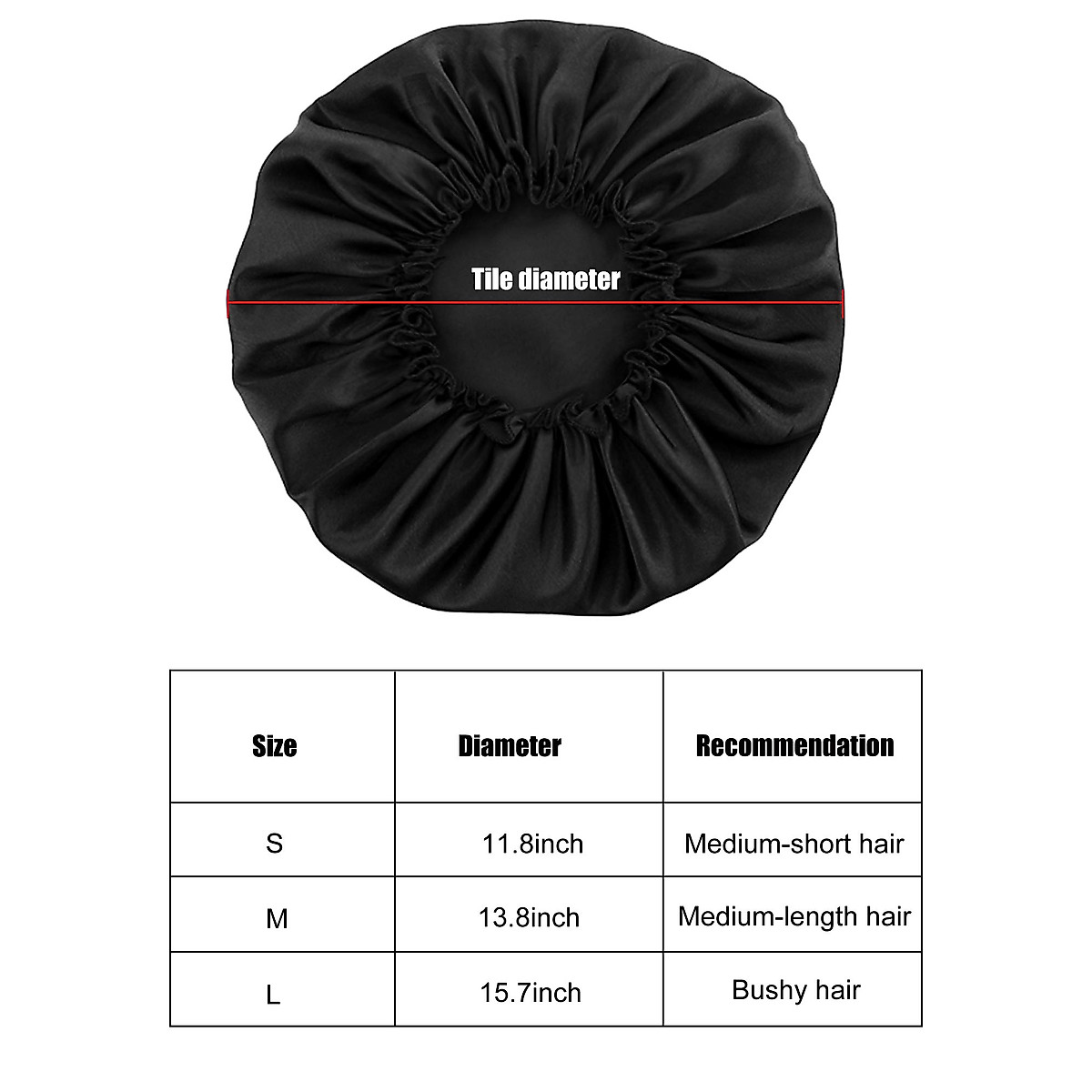 Blulu 3 Pieces Sleep Cap Satin Bonnet Night Sleeping Soft Hair Turbans for Women and Girls (Black red navy)