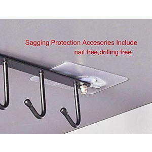 EigPluy 2pcs Mug Hooks Under Cabinet,Nail Free Adhesive Coffee Cups Holder Hanger for Cups/Kitchen Utensils/Ties Belts/Scarf (Black)