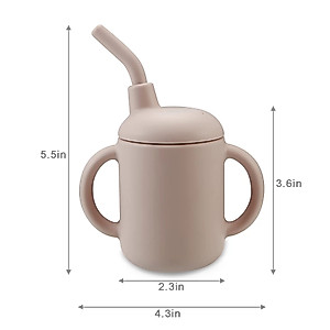 PandaEar 100% Tiny Silicone Drinking Training Cup with Straw for Baby and Toddler (Pink)