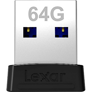 Lexar 64GB JumpDrive S47 USB 3.2 Gen 1 Flash Drive for Storage Expansion and Backup, Up To 250MB/s Read, Compact Plug-n-Stay, Black (LJDS47-64GABBKNA)