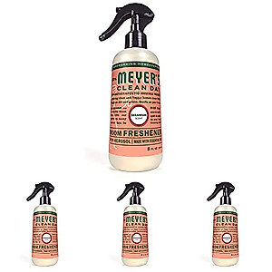 Mrs. Meyer's Room and Air Freshener Spray, Non-Aerosol Spray Bottle Infused with Essential Oils, Geranium, 8 fl. oz (Pack of 4)