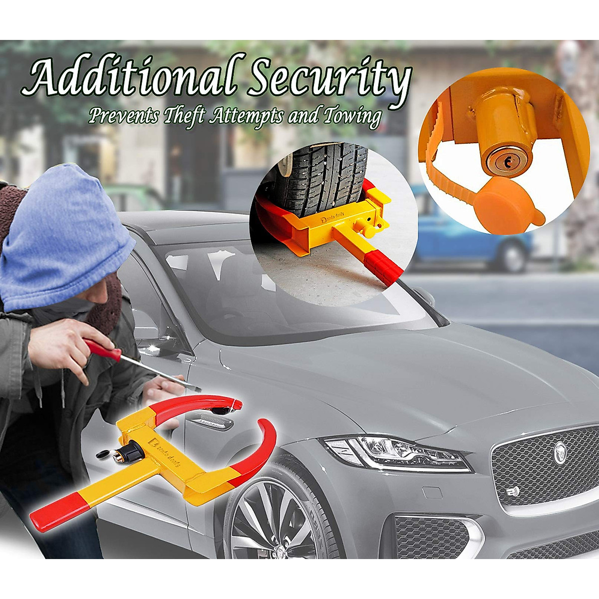 Zento Deals 2 Pack Security Tire Clamp - Premium Quality Heavy Duty Anti- Theft Vehicle Wheel Lock Universal Fit Most Vehicles Trailers SUV ATV’s Motorcycles Golf Cart