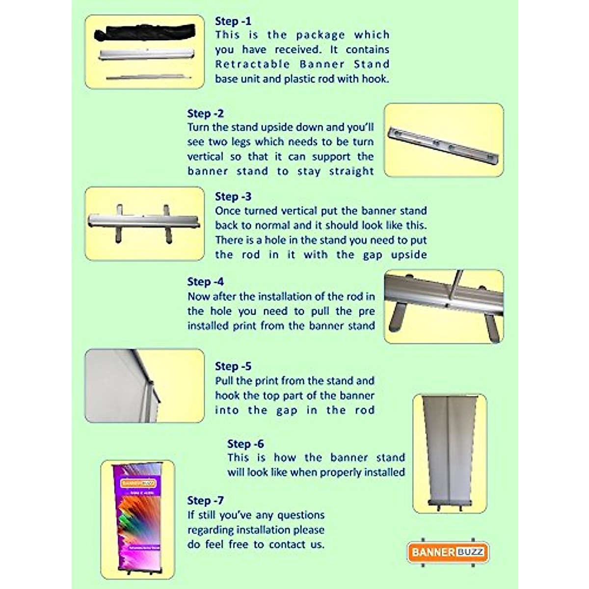 BannerBuzz Retractable Roll-Up Adjustable Banner Stand - Vertical Sign Holder for Trade Show Display, Indoor-Outdoor Events with Carrying Bag (Hardware Only, 2' Width X 5' Height)