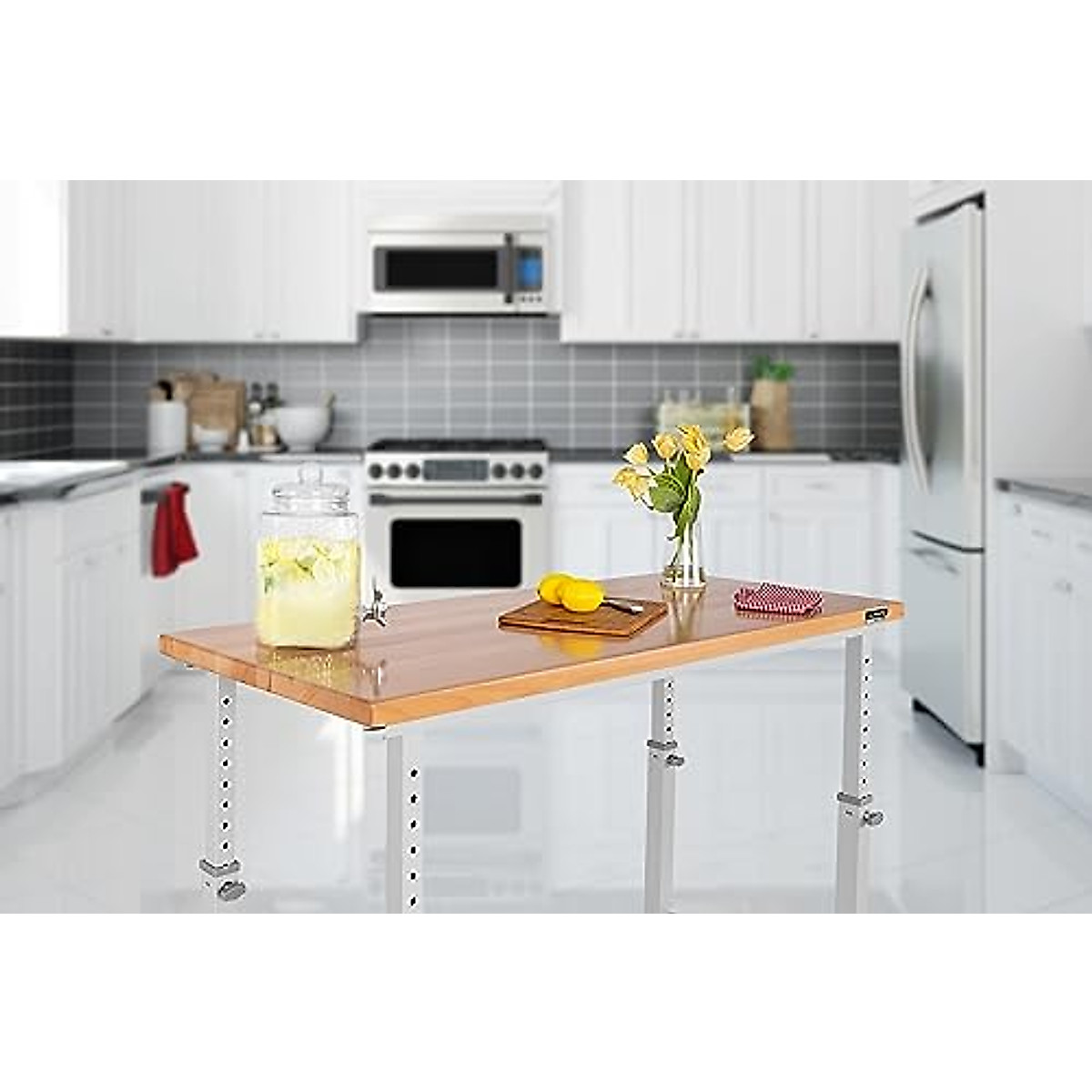 Seville Classics UltraHD Heavy Duty Workbench Table w/Solid Wood Top, 1000 lbs. Weight Capacity Workstation for Garage, Warehouse, Workshop, Granite, 60" W x 24" D x 28.5" to 42" H Desktop