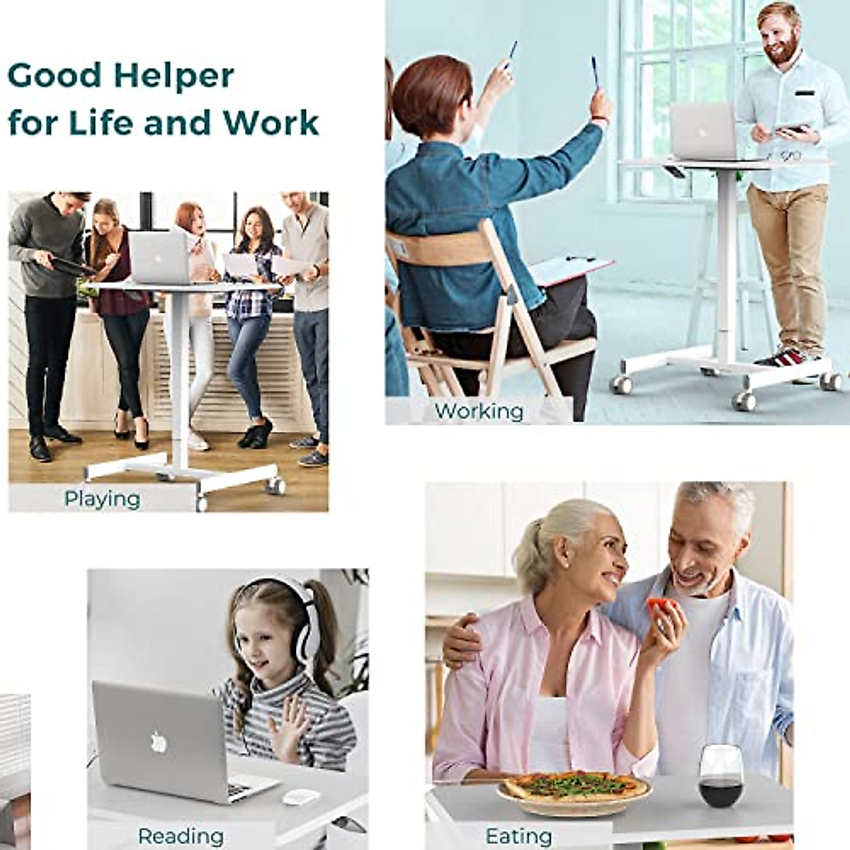 SMUG Standing small-106-WHITE Laptop Desk, 19''x26'', White