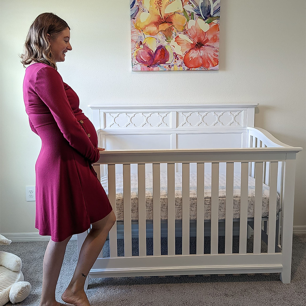 Dream On Me Fairview 4 In 1 Convertible Crib In Silver Grey Pearl, JPMA Certified, 3 Mattress Height Settings, Built Of Durable & Sustainable Pinewood