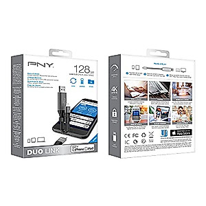 PNY P-FDI128LA02GC-RB 128GB Duo Link iOS USB 3.0 OTG Flash Drive for iPhone & iPad and Computers - External Mobile Storage for Photos, Videos, and More, Metal Gray