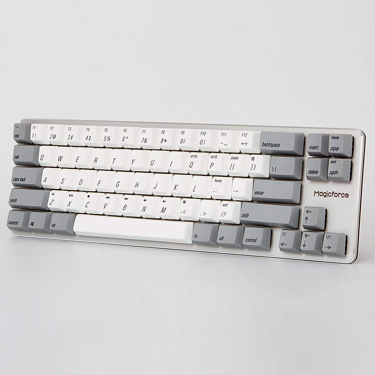 Qisan Holiday Sale 10% Discount off Mechanical Keyboard Gaming Keyboard Kailh Blue Switch Wired Backlit PBT Keycaps Mini Design (60%) 68 Keys Keyboard Magicforce (White Gray Combo)