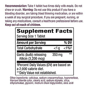 Nature's Way Garlicin Cardio, SmartRelease Garlic with MAX Allicin Potential, Odor Free, 60 Count, Pack of 2