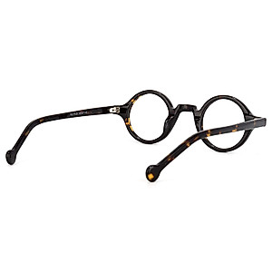 Zeelool Vintage Small Round Glasses Frame for Men Women, Wood Grain Acetate Eyewear Frame with Clear Lens Arale FA0176-02 Tortoise