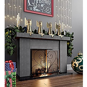Calidola Flat Fireplace Screen with Doors,Solid Wrought Iron Frame with Metal Mesh, Flat Panel Decorative Fireplace Screen with Scroll Design, Free Standing Spark Guard