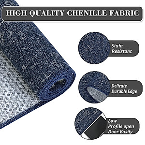 LUXLOOM Washable Runner Rug 2x6 Entryway Rug Modern Non Slip Kitchen Rugs Bathroom Rugs Solid Navy Blue Rugs for Bedroom Throw Rugs Chenille Stain Resistant Carpet for Laundry Hallway 2'x6' Navy Blue