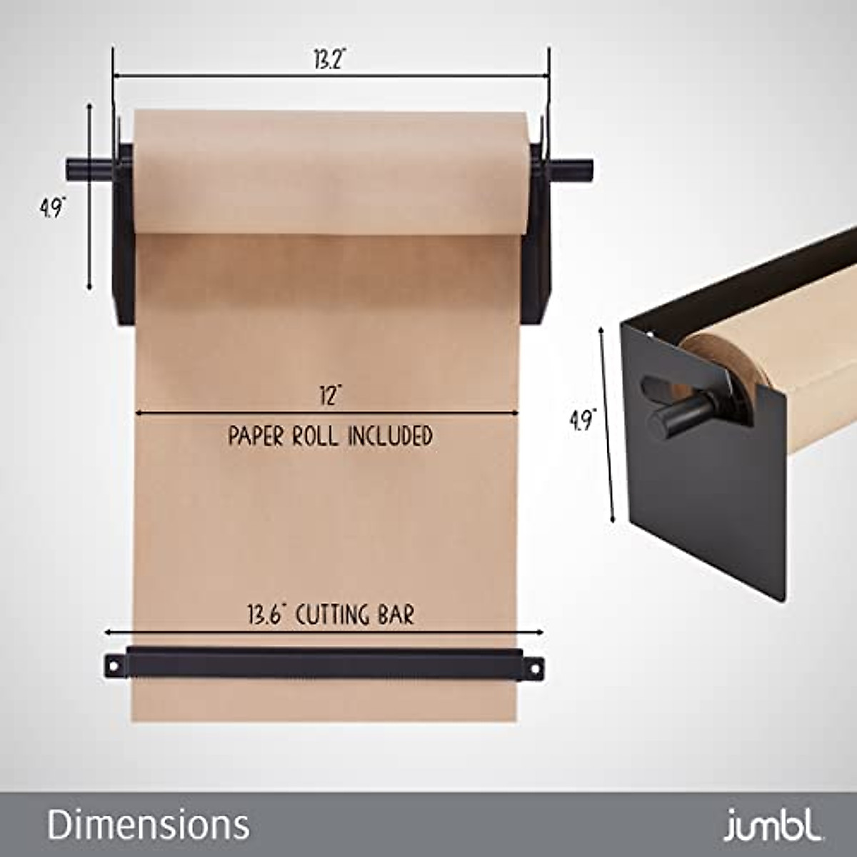 Jumbl 12” Wall Mounted Kraft Paper Dispenser | Hanging Paper Roll with Cutter for Kitchen, DIY Room, Office, Business, & More | Great for to-Do Lists, Menus, Grocery Lists, & Art Projects