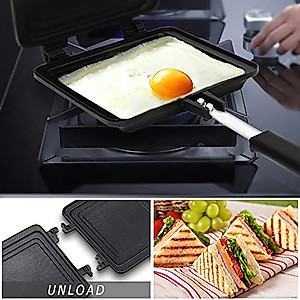 Double Sided Frying Pan, Grilled Cheese Maker Nonstick Sandwich Maker Flip Grill Pan For Breakfast Toast Panini Waffle, Aluminum Alloy Cookware