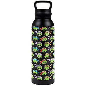 Teenage Mutant Ninja Turtles TMNT OFFICIAL Turtle Heads 24 oz Insulated Canteen Water Bottle, Leak Resistant, Vacuum Insulated Stainless Steel with Loop Cap