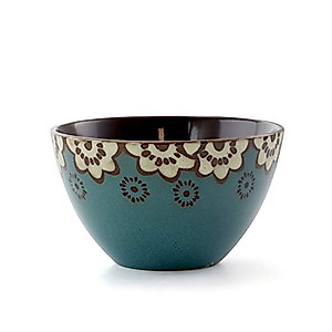 Elama CLAYHEART16 Clay Heart 16 Piece Luxurious Stoneware Dinnerware with Complete Setting for 4, 16pc, pc, Tan, Blue, Brown