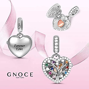 GNOCE Tree of Life Charm Pendant 925 Sterling Silver My Heart Will Go On Engravble Dangle Charm for Bracelet/Necklace Charm Gifts For Family
