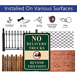 2 Pack No Delivery Trucks Beyond This Point Signs 10" x 14" No Trucks Warning Road Signs Metal Reflective Rust Free Aluminum UV Protected Waterproof Easy Mounting Outdoor Use