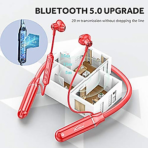 MGGZXR Wireless Neckband Headphones Bluetooth Neckband Headsets 100 H Playtime/360 Days Standby, Neckband Earbuds Built-in Mic Sports Noise Cancelling for Help Sleep/Audio Books/Video Conference