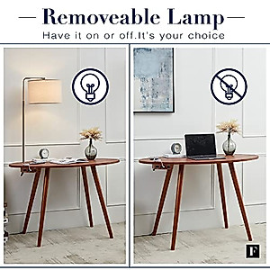 FENLO Future Oval - 45.5" Mid-Century Desk with Charging Station, Home Office Desk with USB, USB-C, and Power Outlet, Smart Work Table for Home Office, Round Table with USB Charging (Walnut)