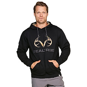 Colosseum Realtree Men's Edge Grizzly Fleece Pullover Hoodie (Black, Medium)
