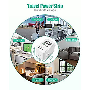 Alitayee Travel Power Strip, Portable Power Strips with 3 Outlets 3 USB Ports 15.5W Fast Charging and 6 ft Flat Plug Extension Cord No Surge Protector for Cruise Travel Hotel College Dorm Home Office