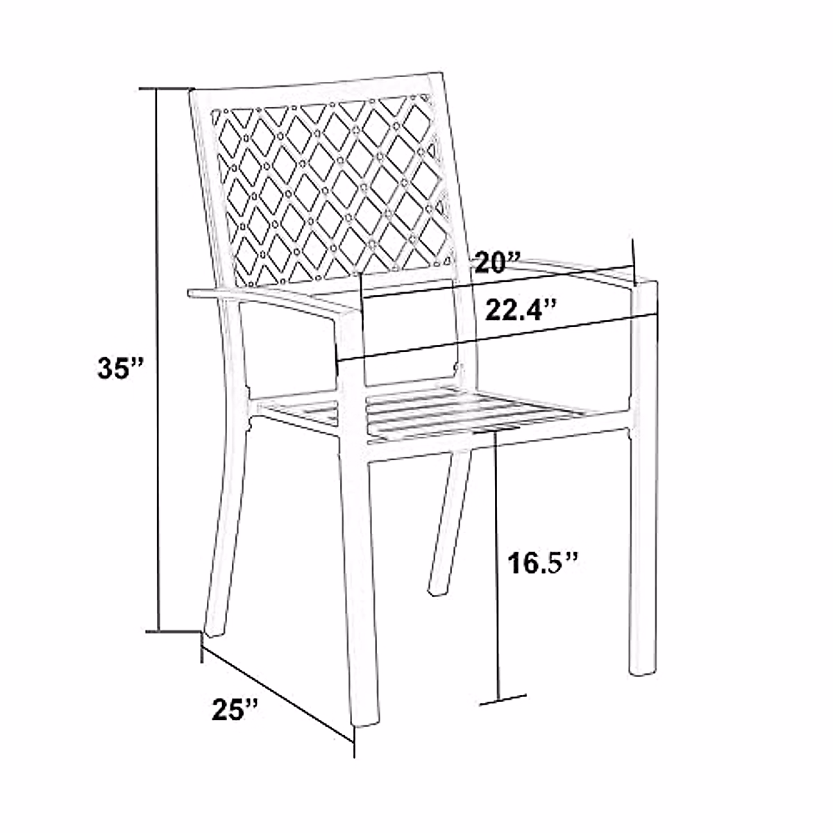 MFSTUDIO Black Metal Patio Stacking Chairs Wave Back Indoor Outdoor Dining Set Wrought Iron Chair with Arm, Set of 2