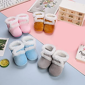Lykmera Baby Toddler Shoes Fleece Warm Booties Shoes Fashion Printing Non Slip Breathable Nude Boots Winter Boots Shoes (Light Blue, 18-24 Months)