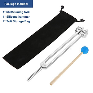 68.05 Solfeggio Tuning Fork with Silicone Hammer Bag for Sound, Musical Instrument, Vibration