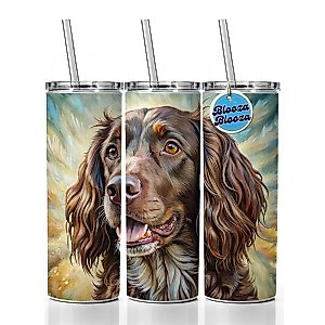 Boykin Spaniel Dog Illustration Skinny Tumbler 20oz with Straw Insulated Water Bottle Gift