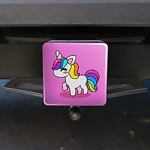 Cute Kawaii Rainbow Unicorn Chibi Tow Trailer Hitch Cover Plug Insert