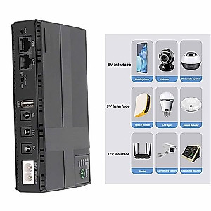 10400mAh POE UPS Battery Backup Power Supply 5V 9V 12V 2A Mini Uninterruptible 85V to 265V (US Plug)