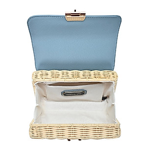 Madison West - The Madeline Crossbody Sunbleached Straw Bag Top Handle Satchel Bag for Women - Bone