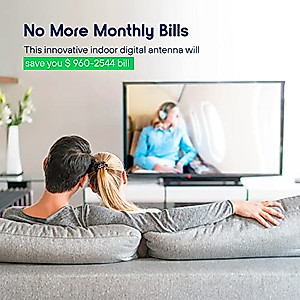 ANTIER Amplified Digital TV Antenna 430 Miles Range HDTV - Support 4K 8K 1080p Fire tv Stick and All Older TV's - Smart Switch Amplifier Indoor Signal Booster - 14 ft Coax Cable