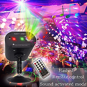 Party Lights Disco Lights,Sound Activated Strobe Light with Remote Control Stage Lights,DJ Lights Various Patterns Projector Effect for Bar Club Birthday Parties Christmas Holiday Party Decorations
