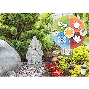 NAT & Jules Married Gnome Couple Aged Cement Hue 12 inch Resin Garden Statue