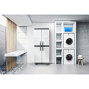 Homeplast Electra 55 lb. Capacity Indoor Outdoor Storage Cabinet for Balcony or Garage with 2 Moveable Shelves, Gray/Anthracite