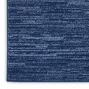 Nourison Essentials Indoor/Outdoor Navy Blue 9' x 12' Area Rug, Easy Cleaning, Non Shedding, Bed Room, Living Room, Dining Room, Backyard, Deck, Patio (9x12)